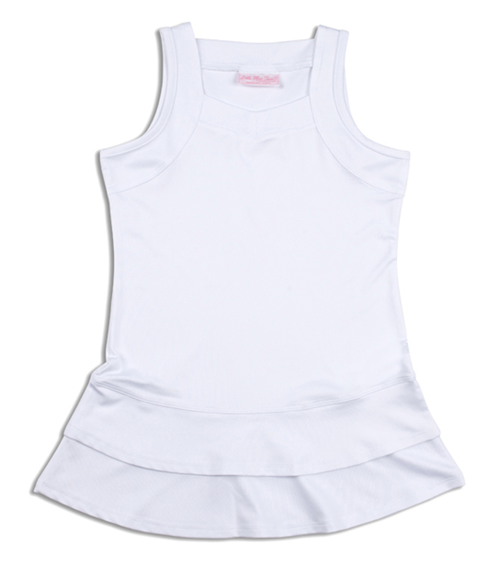 Girls white tennis dress with ruffle trim - mytenniskit.co.uk